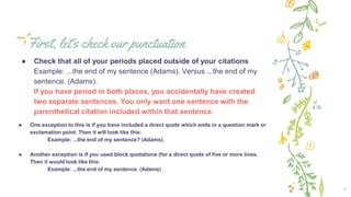 Rough draft check:MLA parenthetical and in text citations | PPT