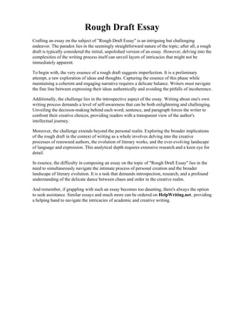 Rough Draft Essay. Rough Draft Examples - Writing a rough draft. Rough ...