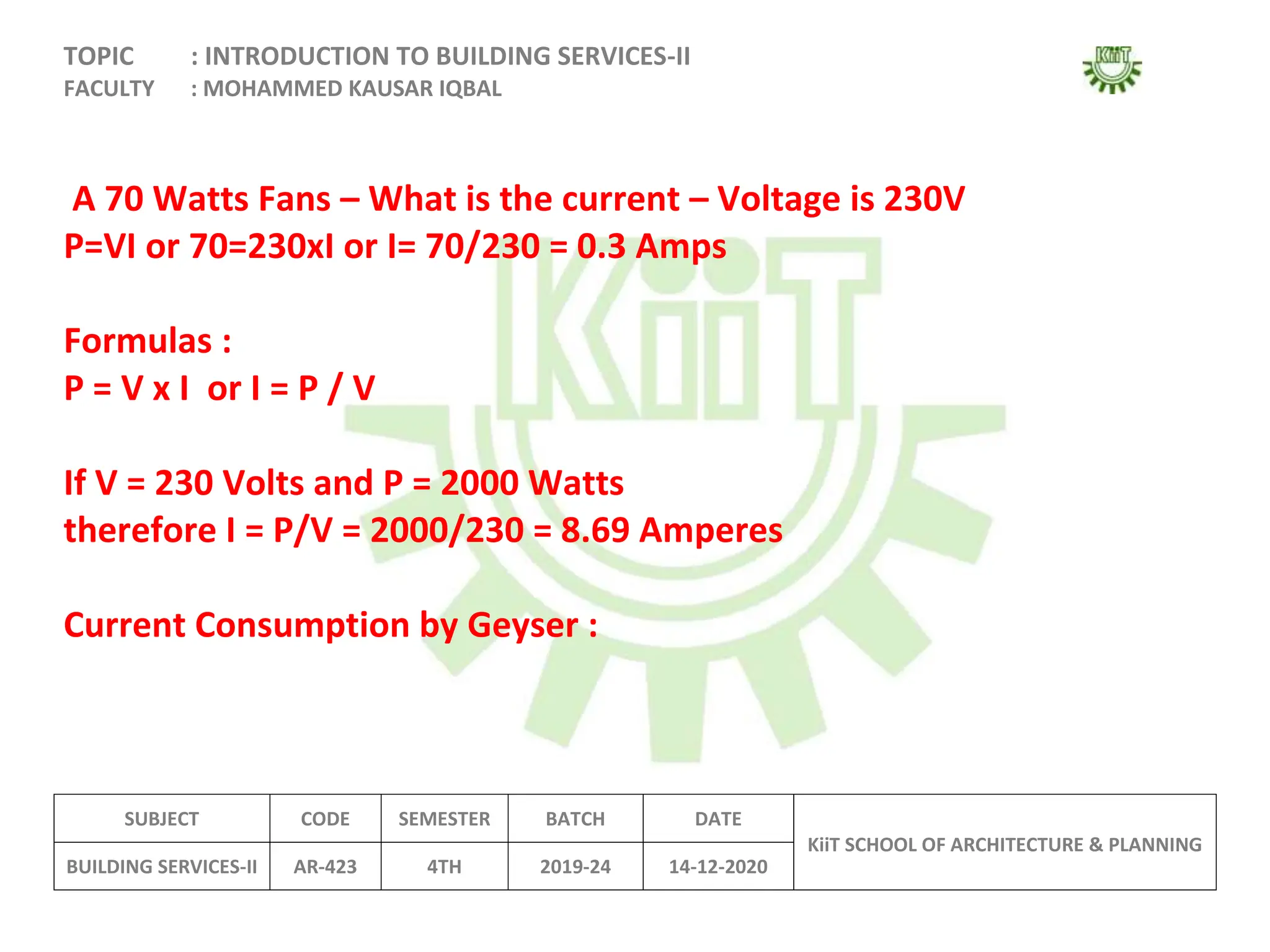 Rough Electrical Load calculations for electrical equipments.docx