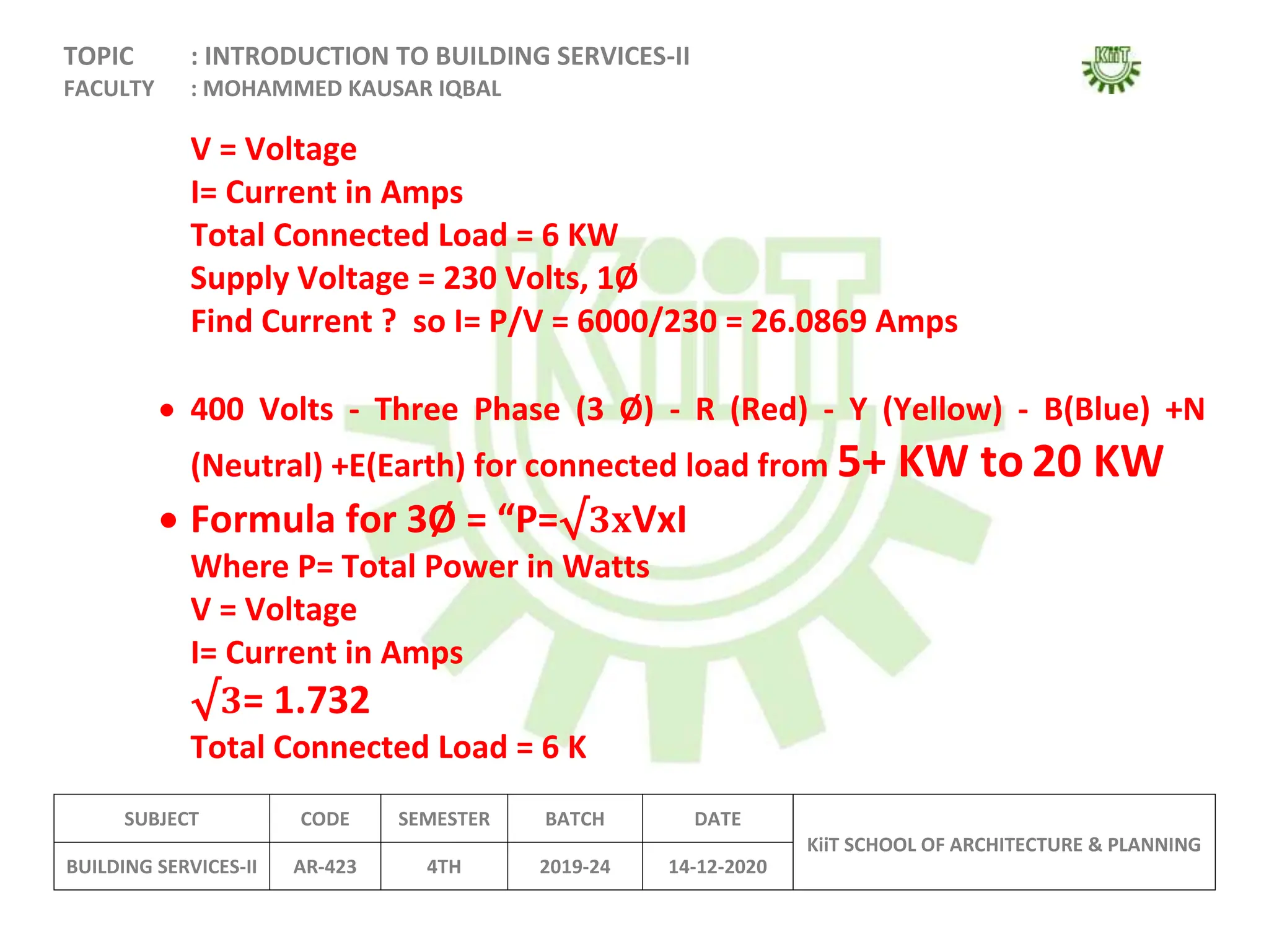 Rough Electrical Load calculations for electrical equipments.docx ...