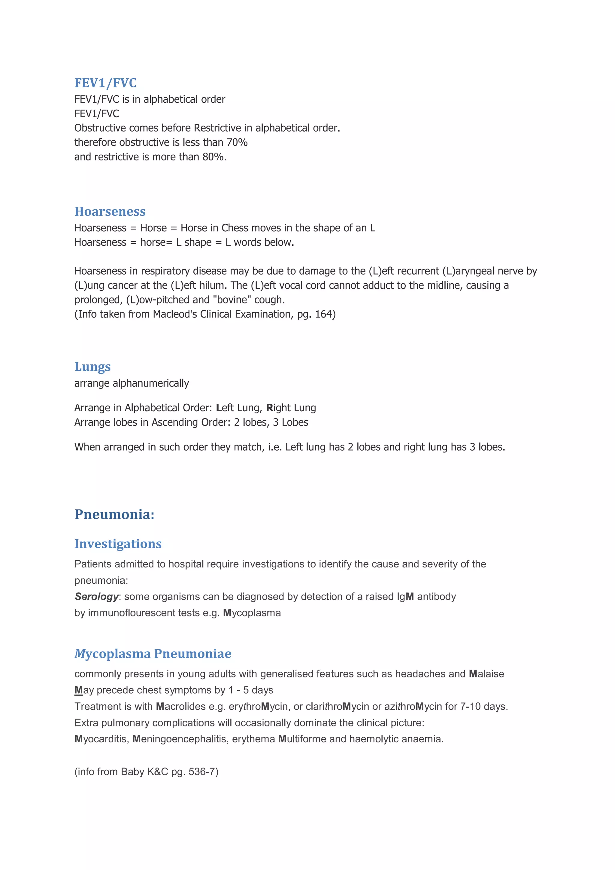 Roughly 50 Medical Mnemonics | PDF
