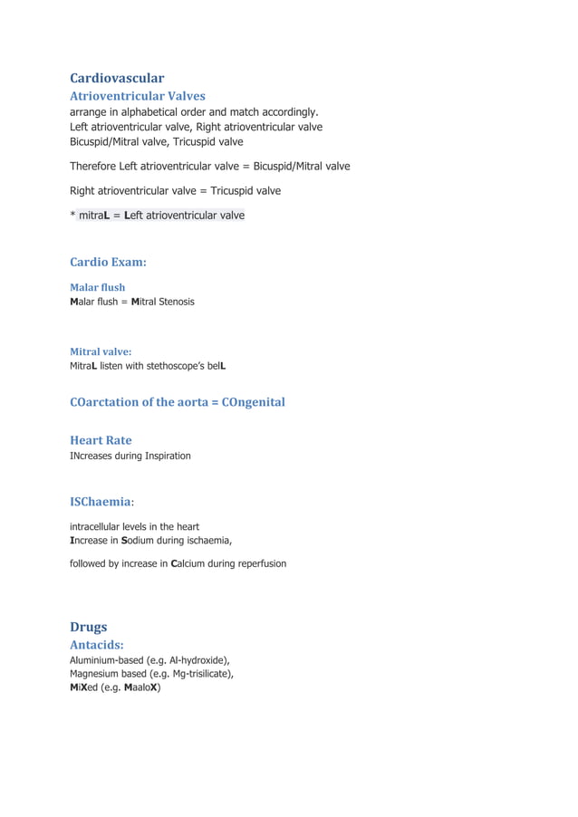 Roughly 50 Medical Mnemonics | PDF