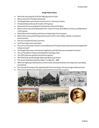 Rough riders notes | PDF