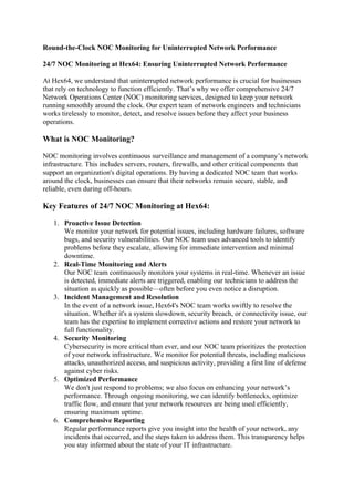 Round-the-Clock NOC Monitoring for Uninterrupted Network Performance | PDF