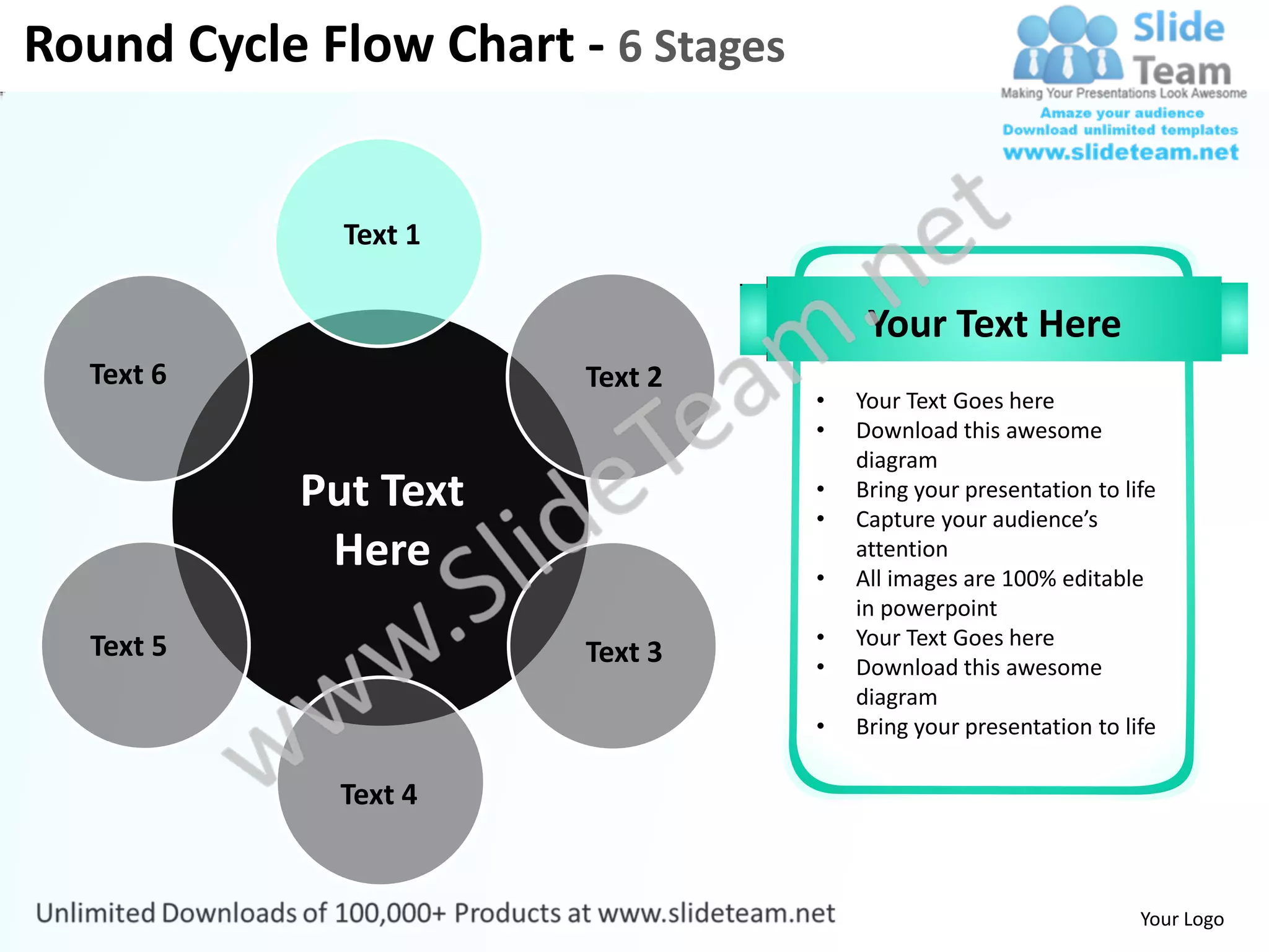 Round cycle flow chart 6 stages powerpoint templates 0712 | PDF
