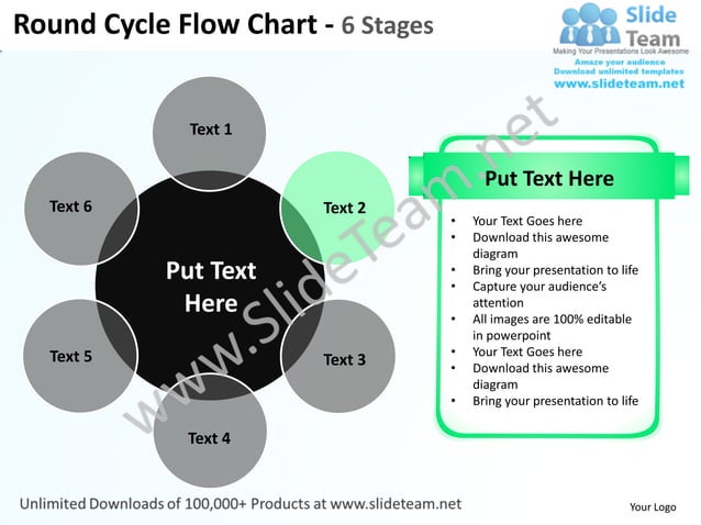 Round cycle flow chart 6 stages powerpoint templates 0712 | PDF