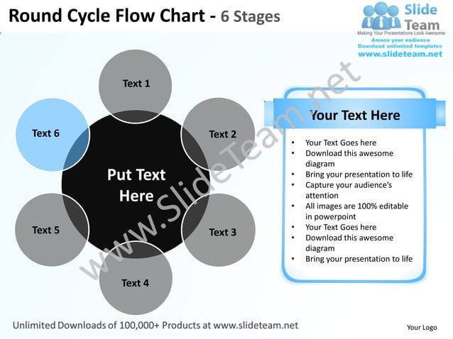 Round cycle flow chart 6 stages powerpoint templates 0712 | PDF