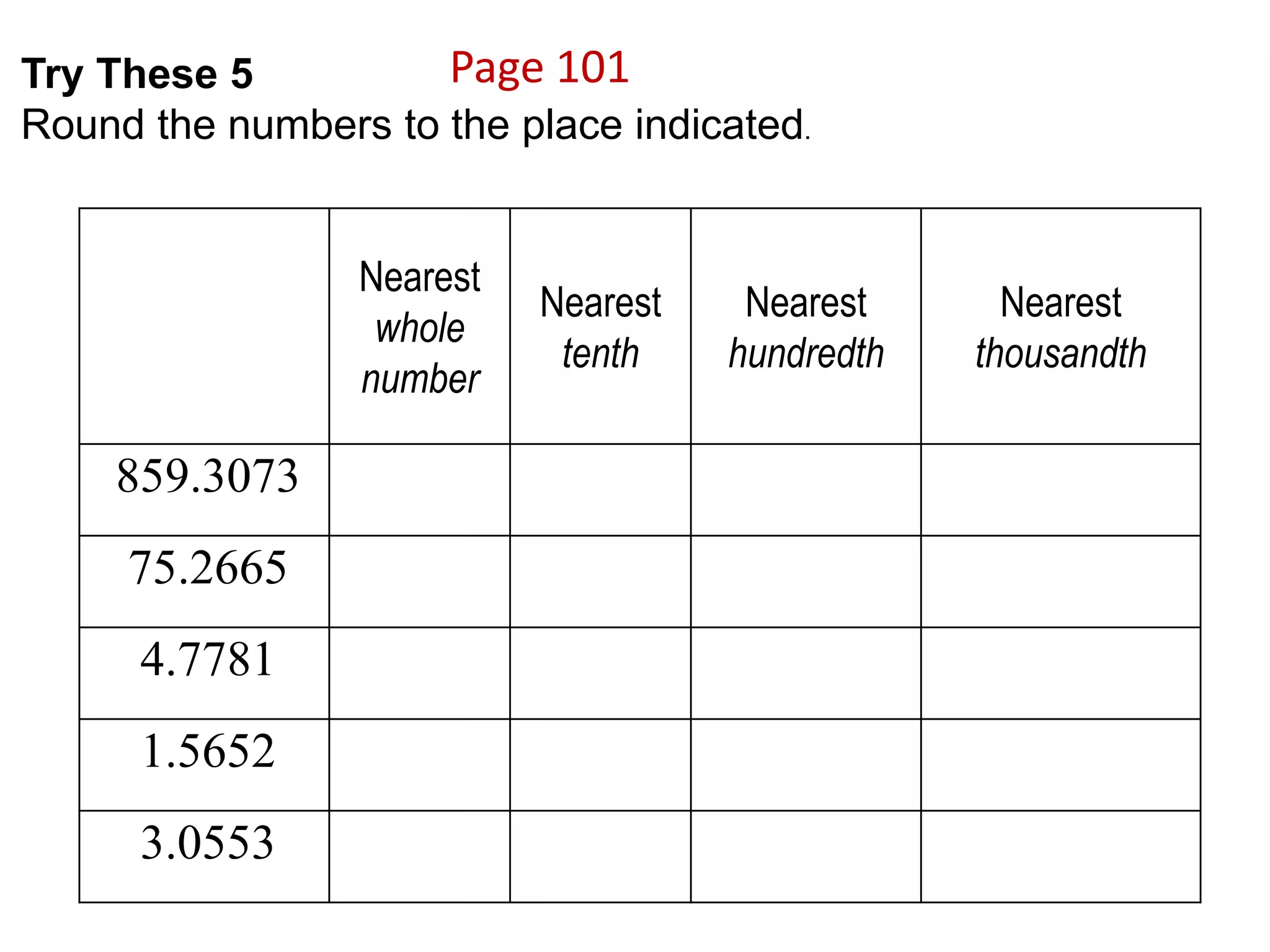 Rounding Decimal Numbers | PPTX