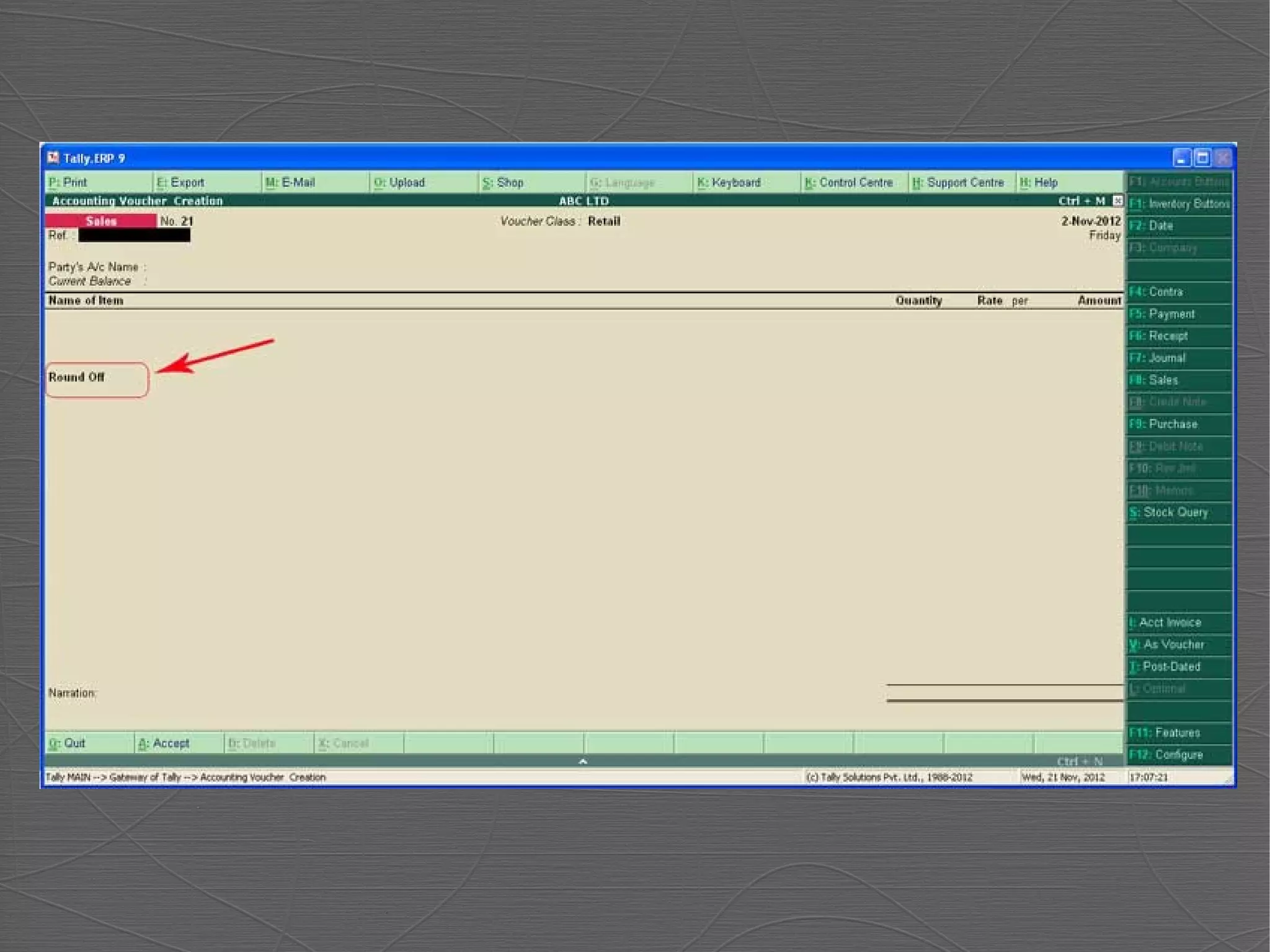 How to use the Automatic Round Off feature in Tally ERP 9? | PDF