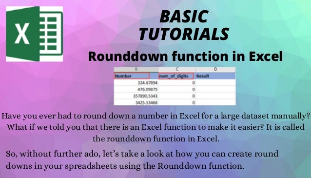 Roundown function in excel | PPT