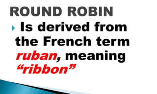 Round robin & ladder types of tournaments | PPTX