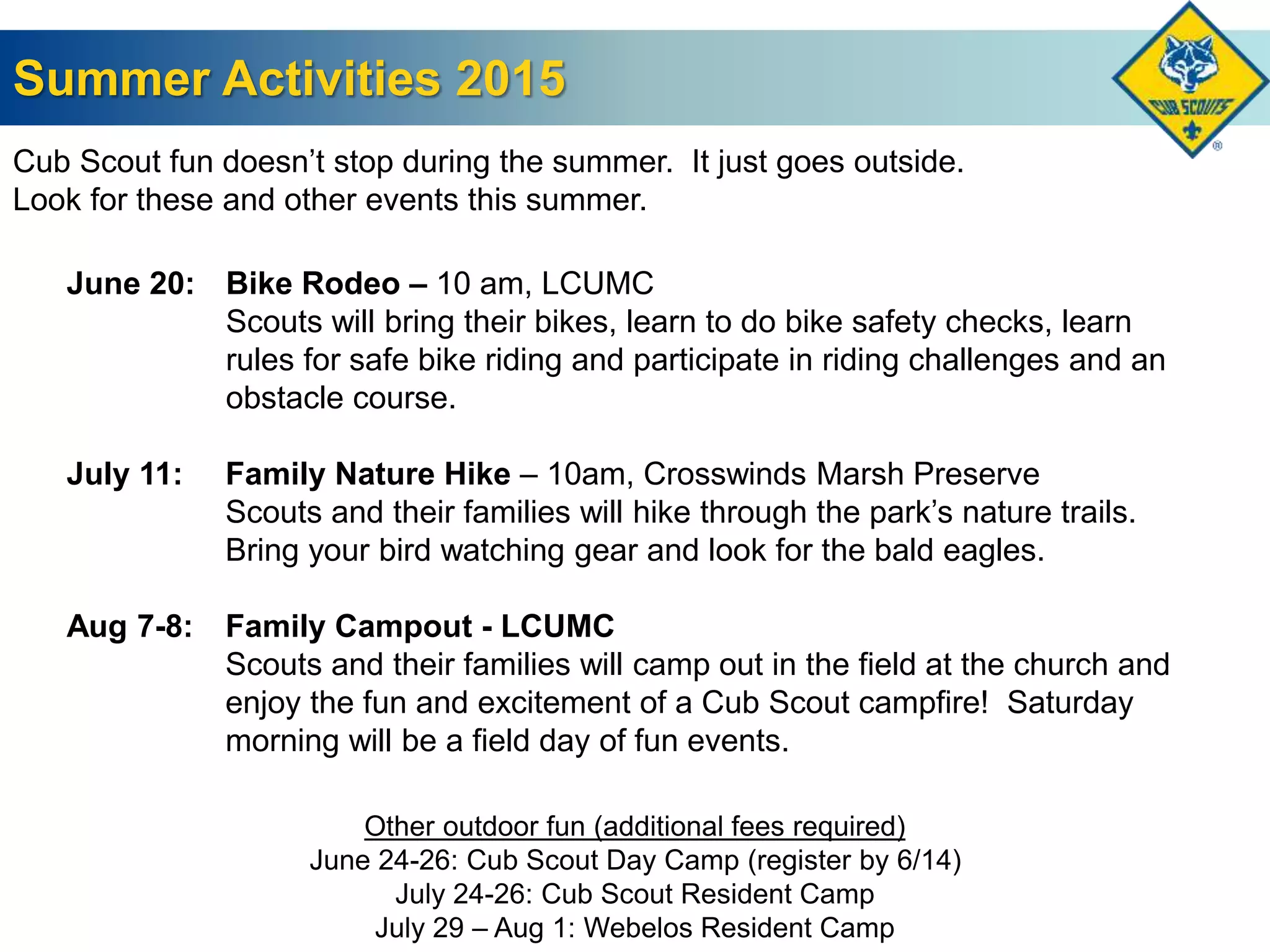 Roundup presentation for Cub Scout Roundtable | PPT
