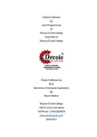 Rounit Mathur,BCA 2nd year. | PDF | Programming Languages | Computing