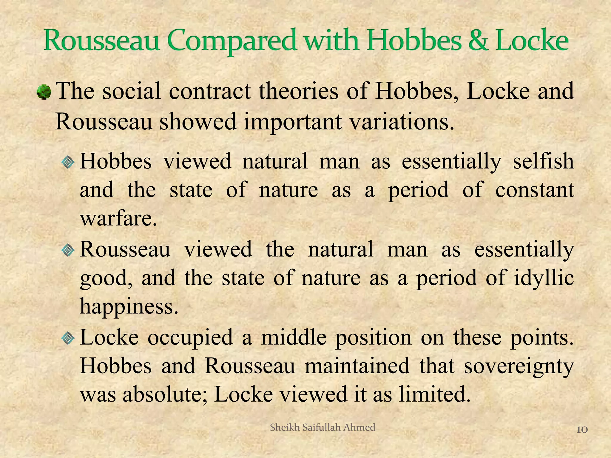 Rousseau's Theory of Social Contract | PPTX