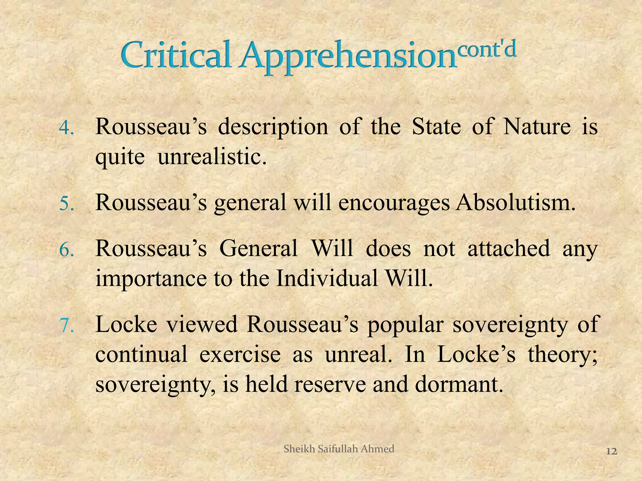 Rousseau's Theory of Social Contract | PPTX