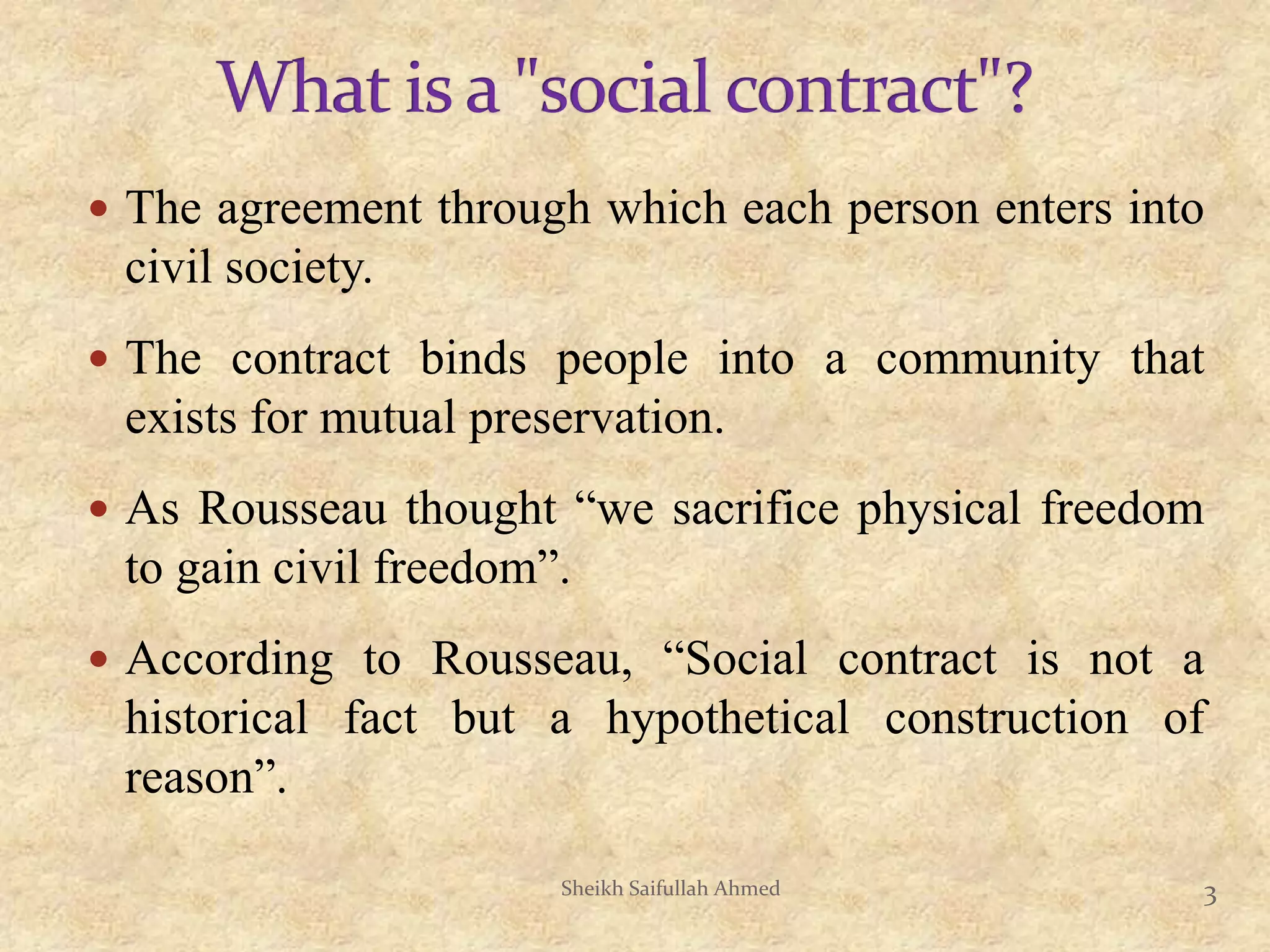Rousseau's Theory of Social Contract | PPTX
