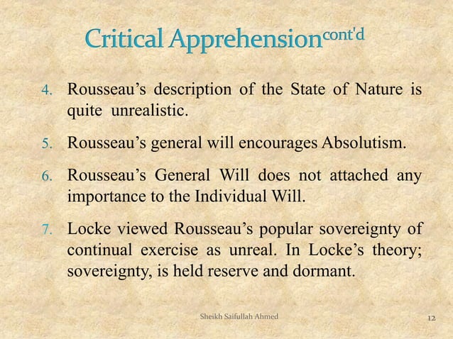 Rousseau's Theory of Social Contract | PPTX