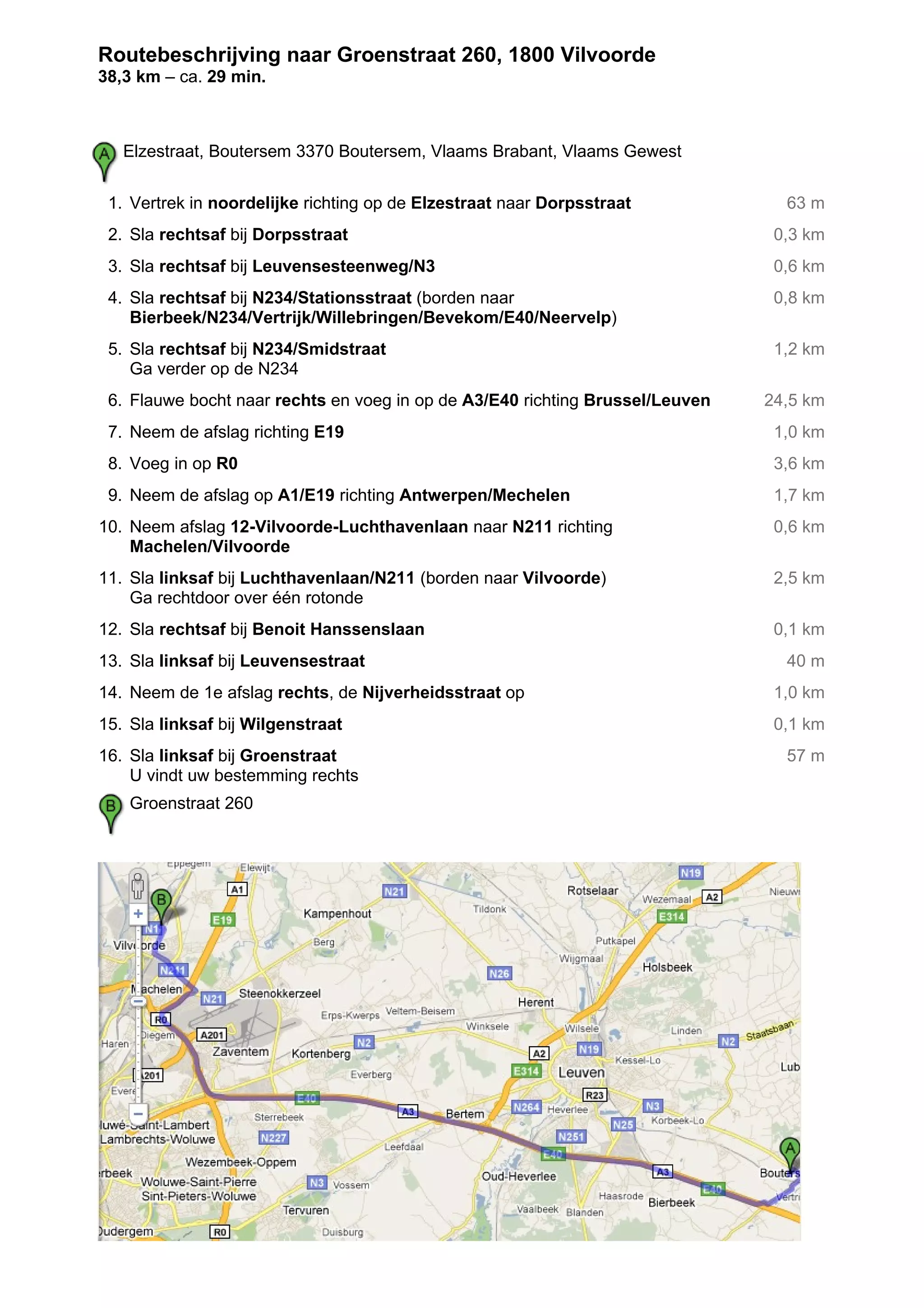 Routebeschrijving Naar Groenstraat 260 | PDF
