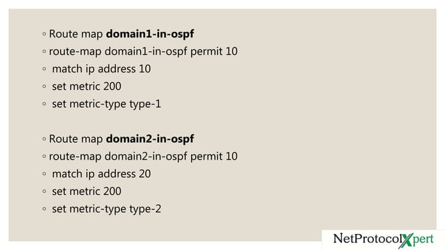 Route Maps And Redistribution Into Ospf With Route Maps Ppt