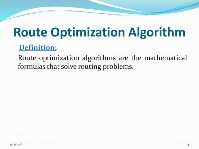 Route optimization algorithm.. | PPTX