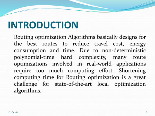 Route optimization algorithm.. | PPTX