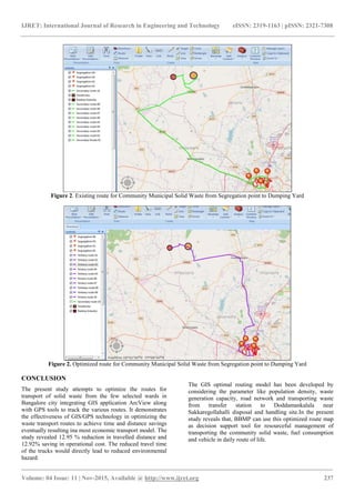 Route optimization of community solid waste management in selected ...