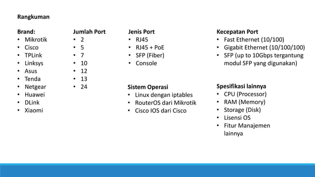 Tentang Router (Penegrtian, Jenis, Mikrotik Router OS Lisensi) | PPT