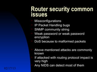 Router and Routing Protocol Attacks | PPT