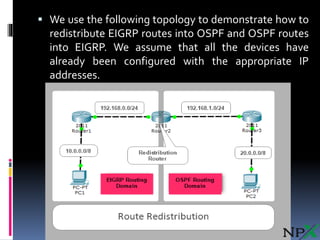 Route Redistribution between OSPF and EIGRP | PPTX