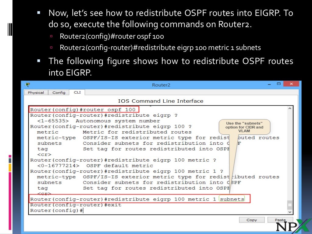 Route Redistribution Between Ospf And Eigrp