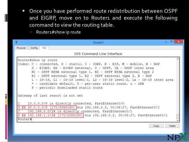 Route Redistribution Between Ospf And Eigrp