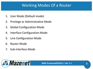Cisco router modes | PPTX | Computer Networking | Computing