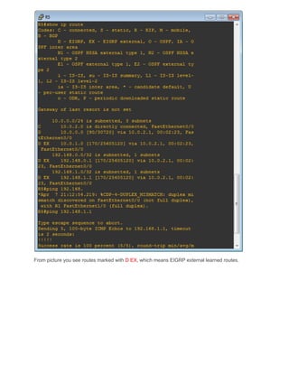 Redistribution into EIGRP(Exterior & Interior gateway Routing protocol) | DOCX