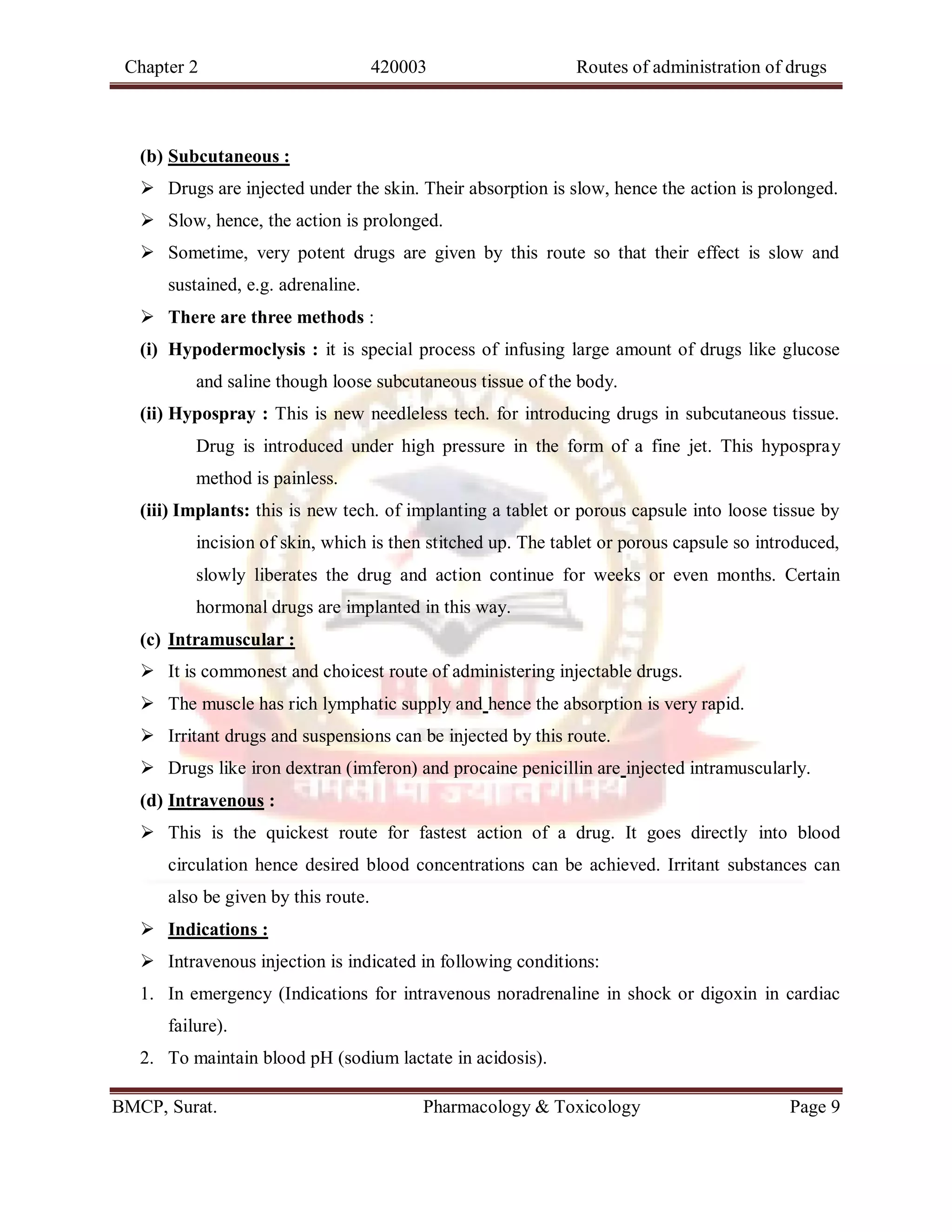 Routes of administration of drugs | PDF