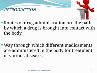 ROUTES OF DRUG ADMINISTRATION AUSHADHI PRAYOGA MARGA | PPTX
