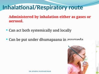 ROUTES OF DRUG ADMINISTRATION AUSHADHI PRAYOGA MARGA | PPTX