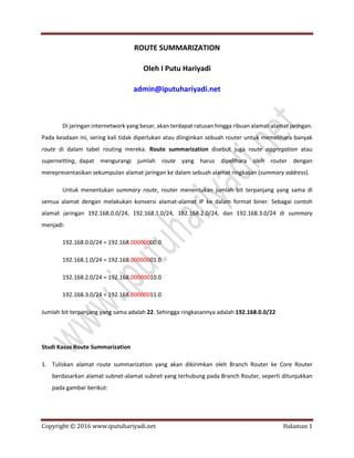 Route Summarization | PDF