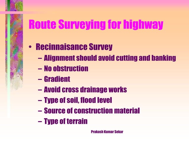 Route surveying | PPSX | Civil Engineering Industry | Industries