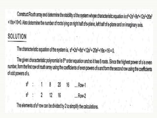 Routh array hurwitz criterion | PPT