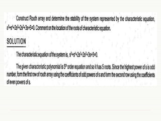 Routh array hurwitz criterion | PPT