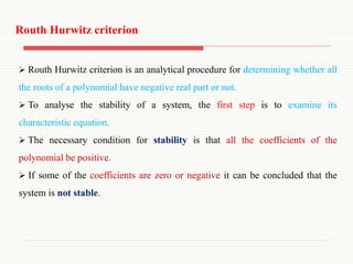 Routh array hurwitz criterion | PPT