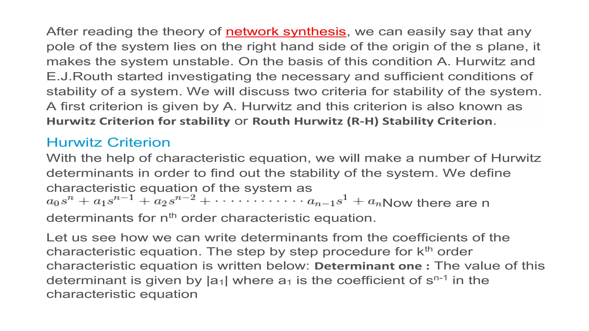 Routh hurwitz stability criterion | PPTX