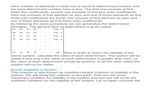 Routh hurwitz stability criterion | PPTX | Chemistry | Science