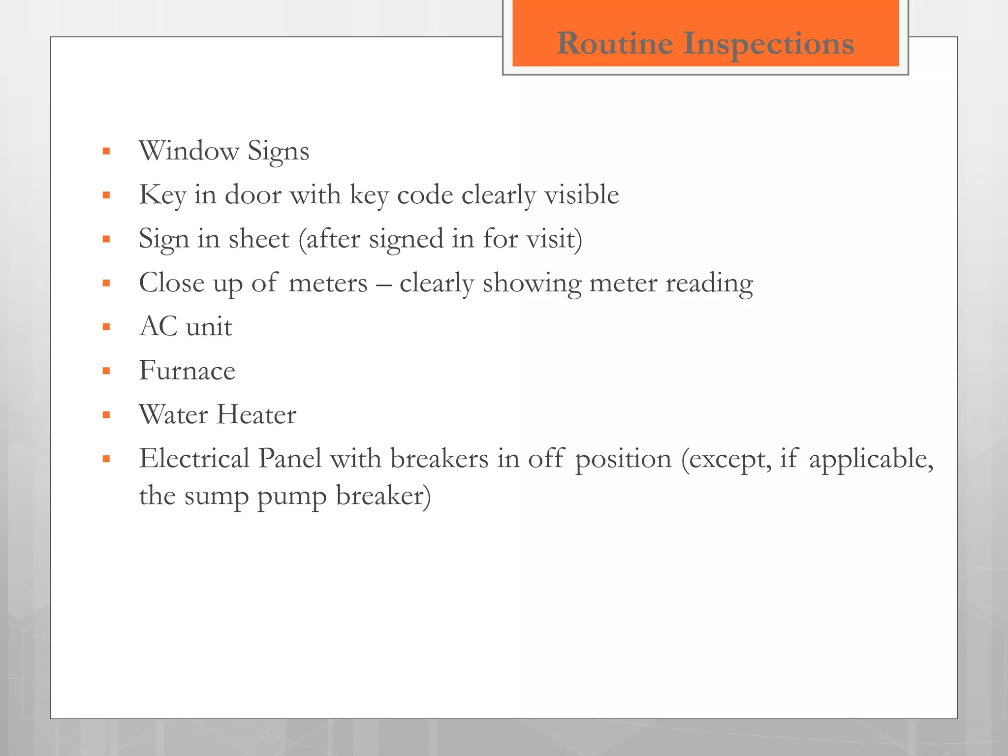 Routine inspections-power-point | PPTX | Home Improvement | Home & Garden