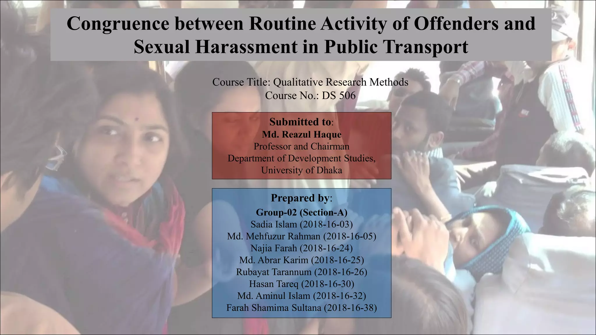 Routine activity of offenders and sexual harassment in public transport ...