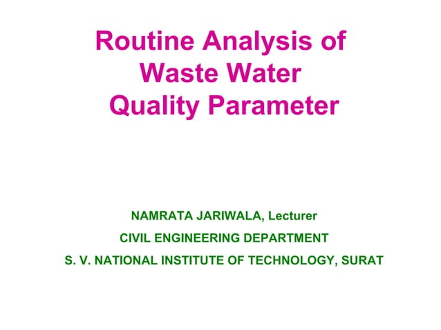 Routine analysis of wastewaters quality parameters | PPT