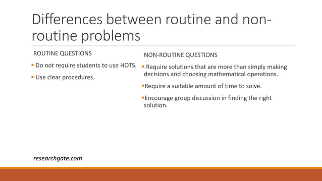 Routine and non routine problems | PPT