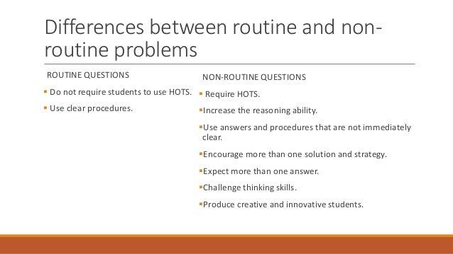 Routine and non routine problems