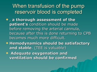 Routine cpb weaning | PPT | First Aid | Injuries