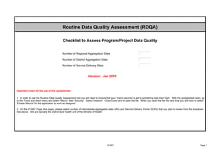 Routine data quality assessment tool june 2008 | XLS